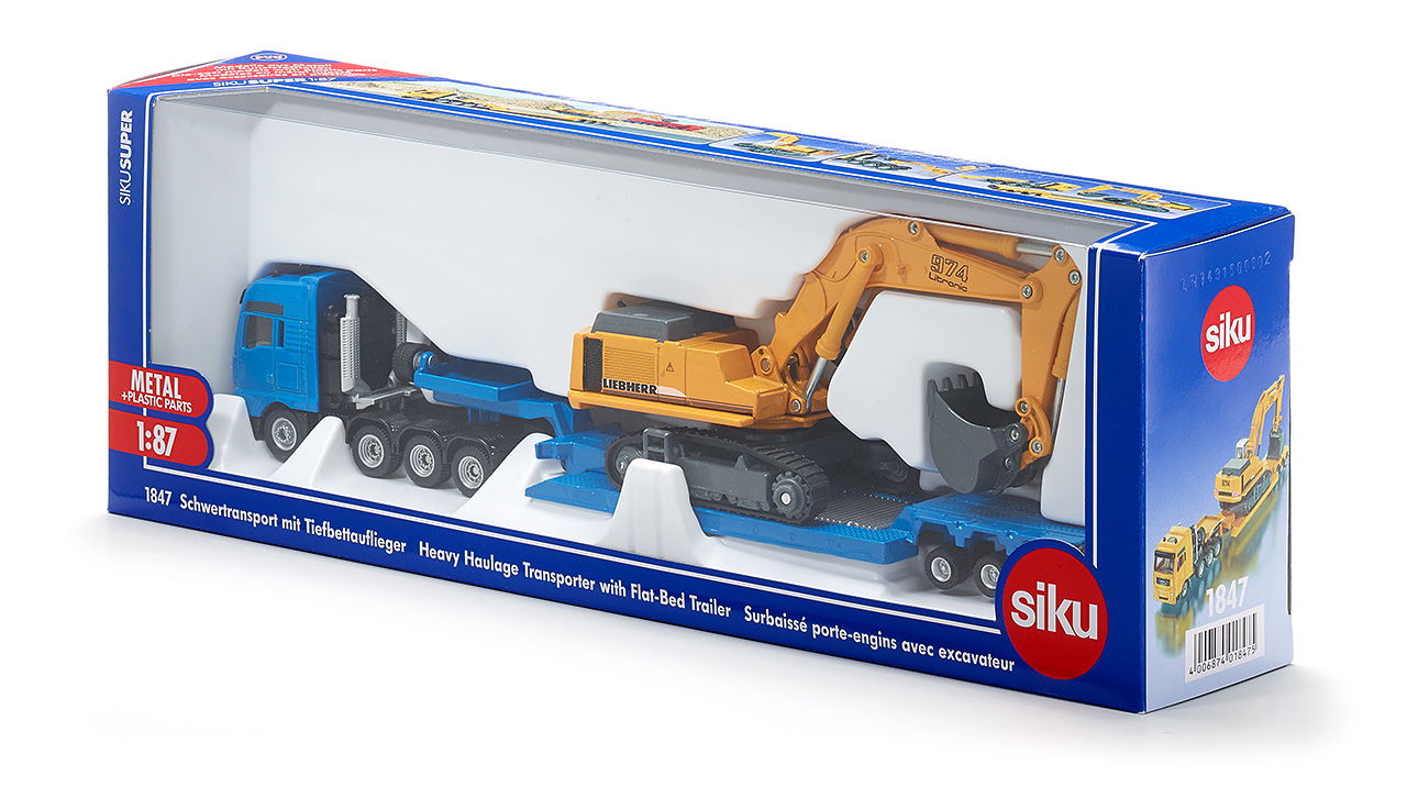 SIKU 1847 1:87 重型拖運轉運與平板拖車 1:87 HEAVY HAULAGE TRANSPORTER WITH FLAT-BED ...